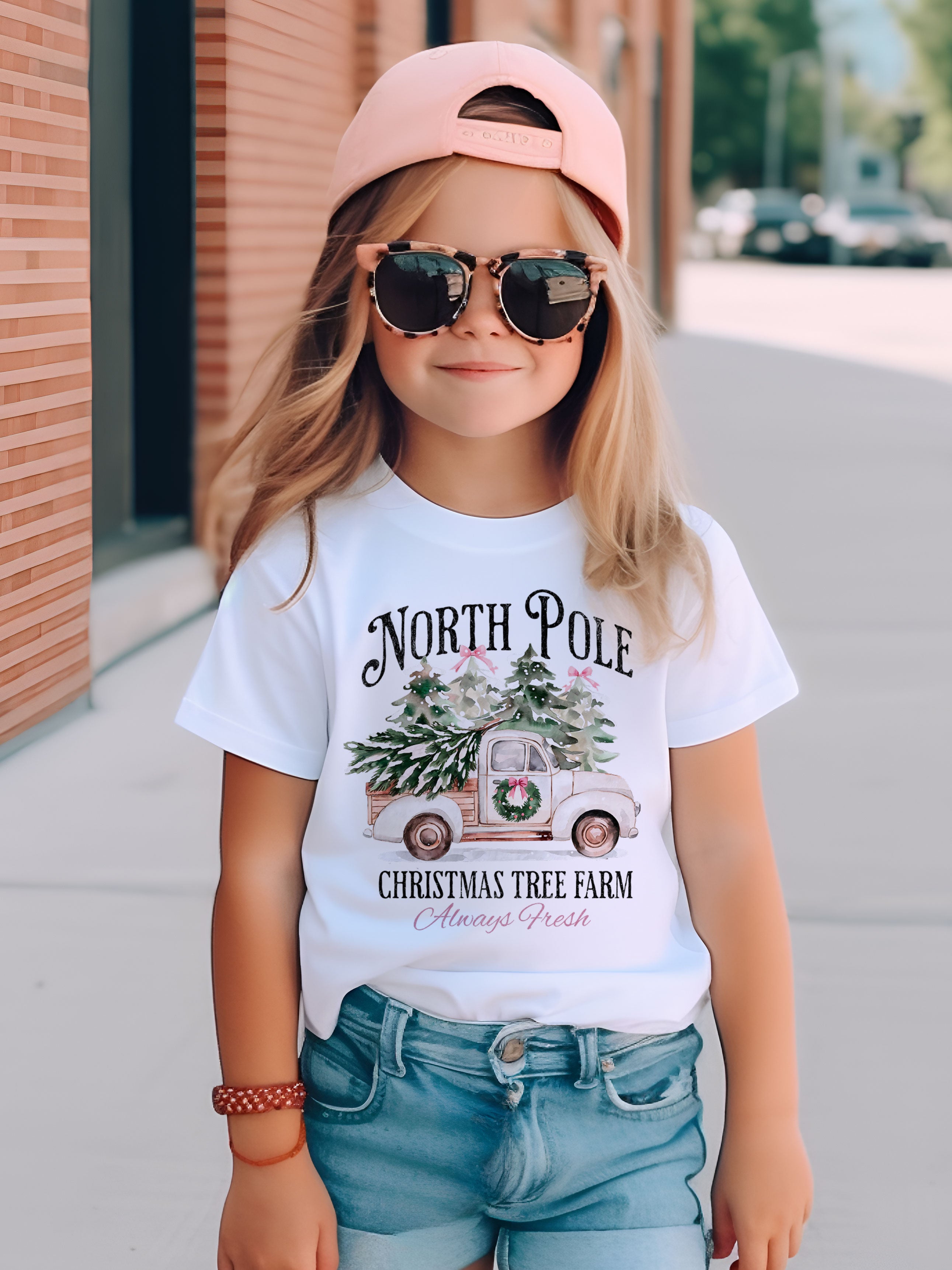 North Pole Tree Farm Kids Graphic Tee – Tickled Teal LLC