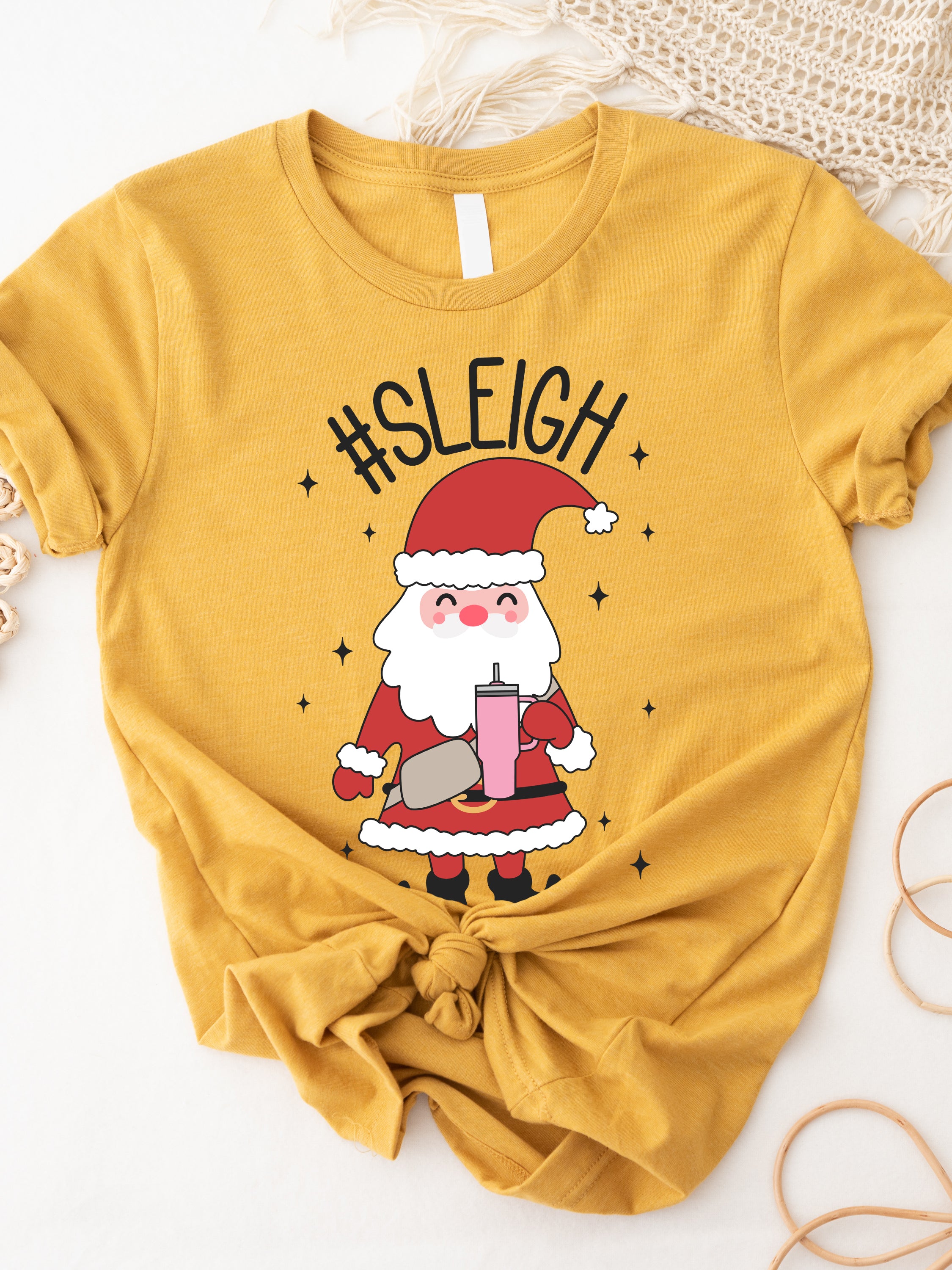 #Sleigh Santa (Boujee Santa) Graphic Tee – Tickled Teal LLC