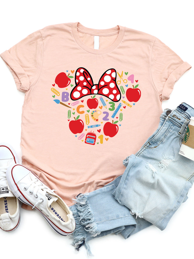 Teacher Minnie Mouse Graphic Tee – Tickled Teal LLC