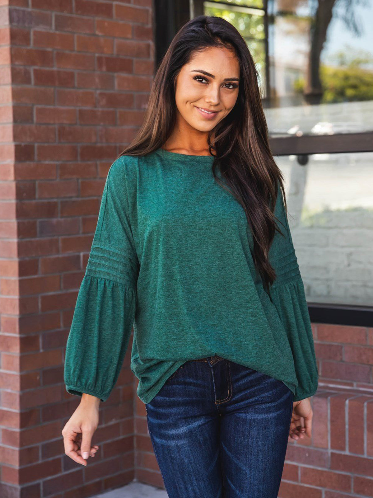 3/4 Pleated Sleeve Casey Top – Tickled Teal LLC