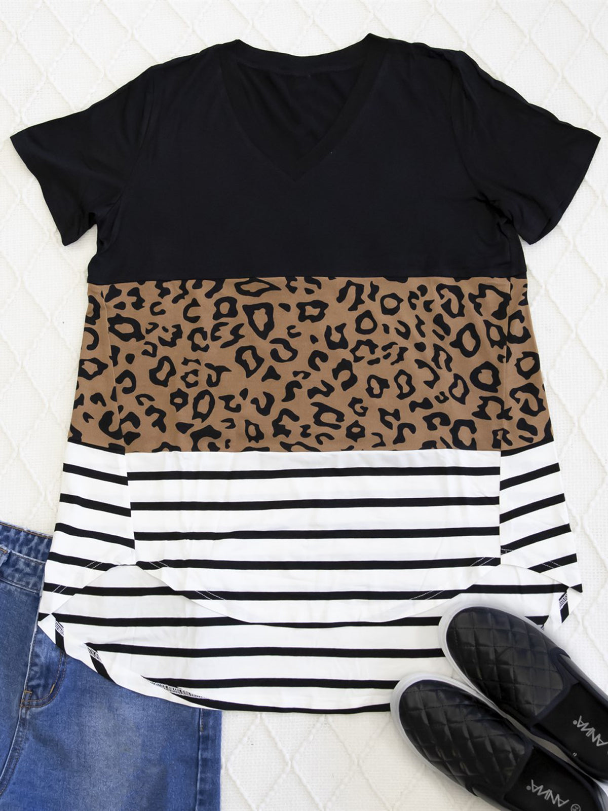 Stripe Leopard Colorblock Taylor Top – Tickled Teal LLC