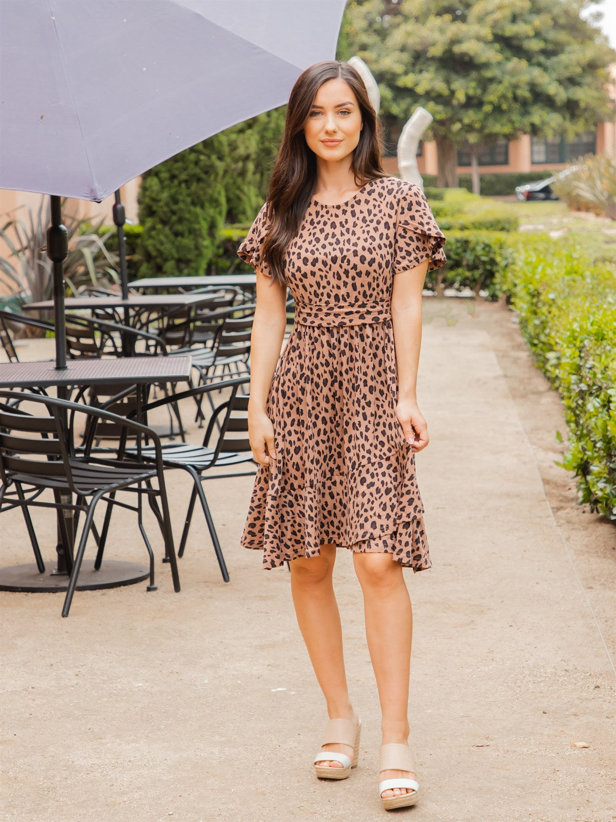Patterned Katie Dress - Dark Brown Cheetah – Tickled Teal LLC